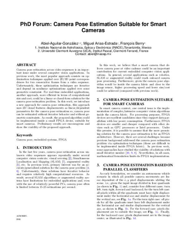 (PDF) PhD Forum: Camera Pose Estimation Suitable for Smart Cameras ...