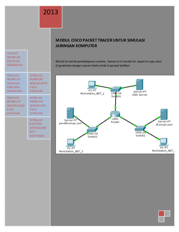 (PDF) MODUL CISCO PACKET TRACER UNTUK SIMULASI JARINGAN KOMPUTER