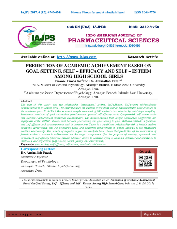 (PDF) PREDICTION OF ACADEMIC ACHIEVEMENT BASED ON GOAL SETTING, SELF ...