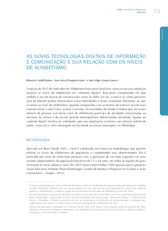 (PDF) AS NOVAS TECNOLOGIAS DIGITAIS DE INFORMAÇÃO E COMUNICAÇÃO E SUA ...