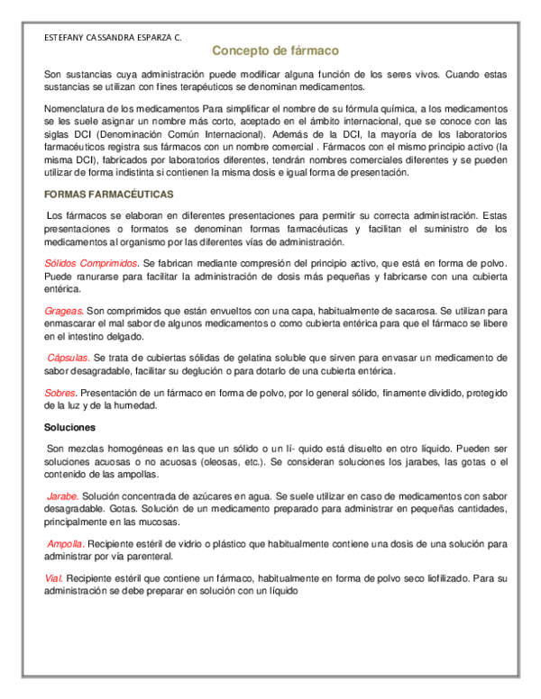 (DOC) Concepto de fármaco