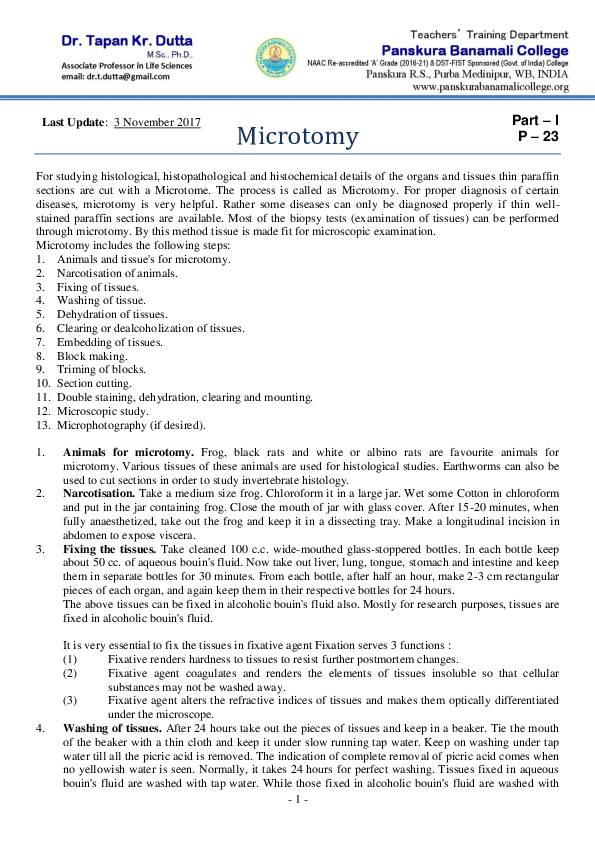 (PDF) Microtome and its Process