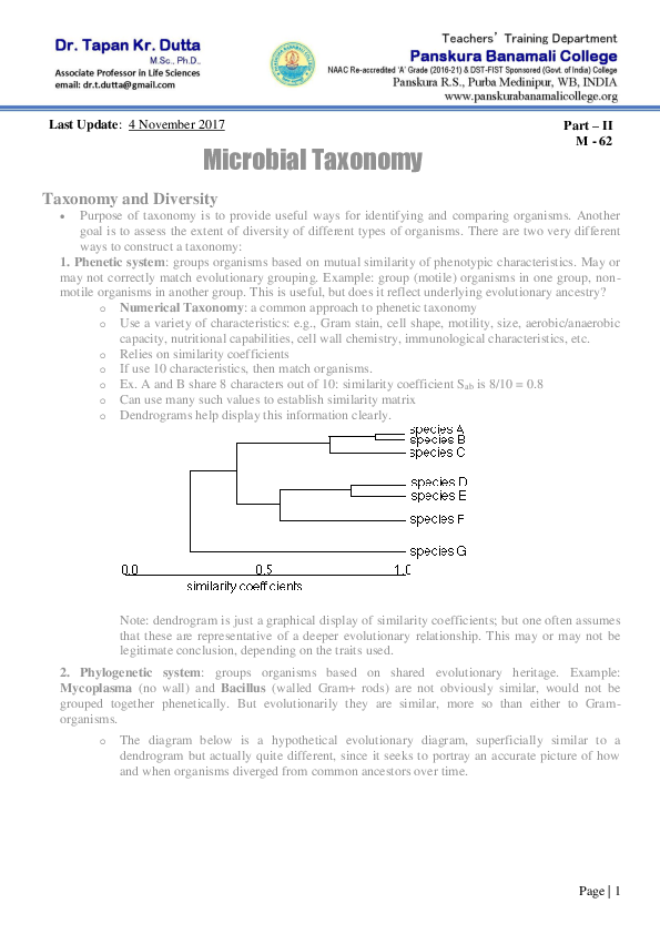 (PDF) Microbial Taxonomy