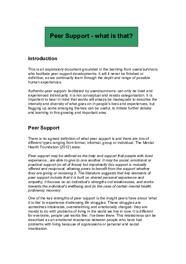 (DOC) Peer Support -what is that