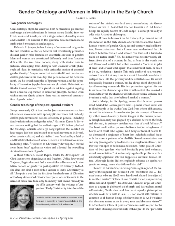 (PDF) Gender Ontology and Women in Ministry in the Early Church