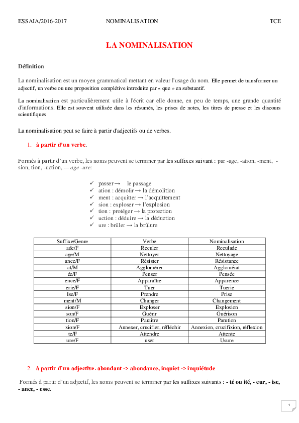 (PDF) LA NOMINALISATION