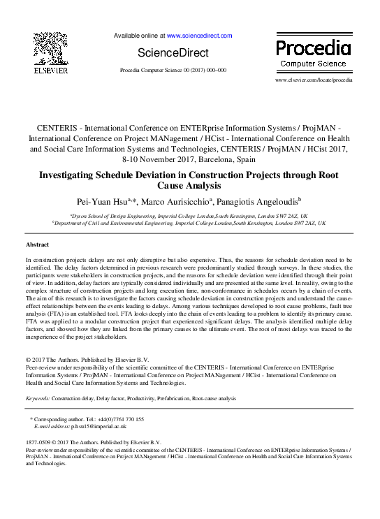 (PDF) Investigating Schedule Deviation in Construction Projects through ...