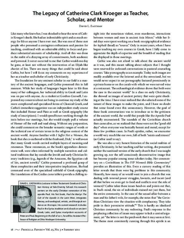 (PDF) The Legacy of Catherine Clark Kroeger as Teacher, Scholar, and Mentor