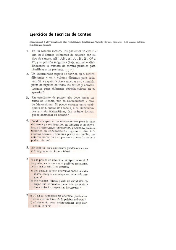 (PDF) Ejercicios de Técnicas de Conteo