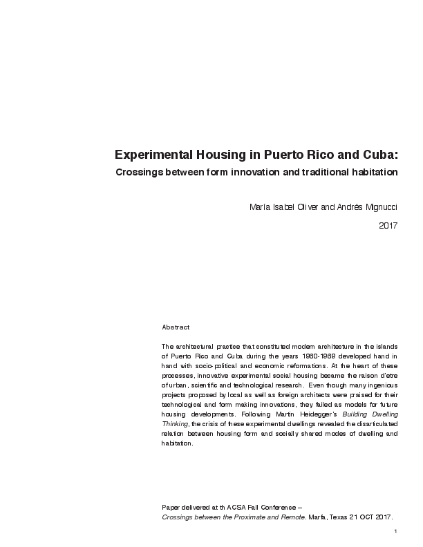 (PDF) Experimental Housing in Puerto Rico and Cuba: Crossings between ...
