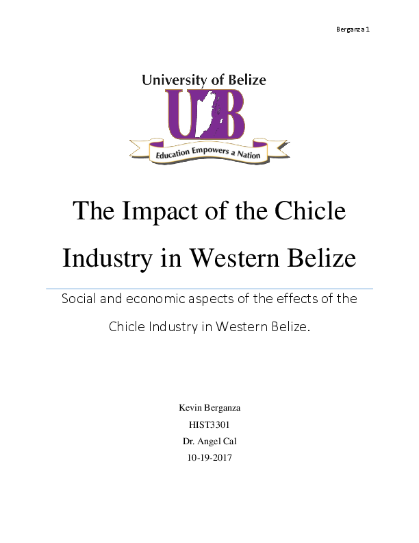 (DOC) The Chicle Industry in Western Belize: socio-economic effects of ...