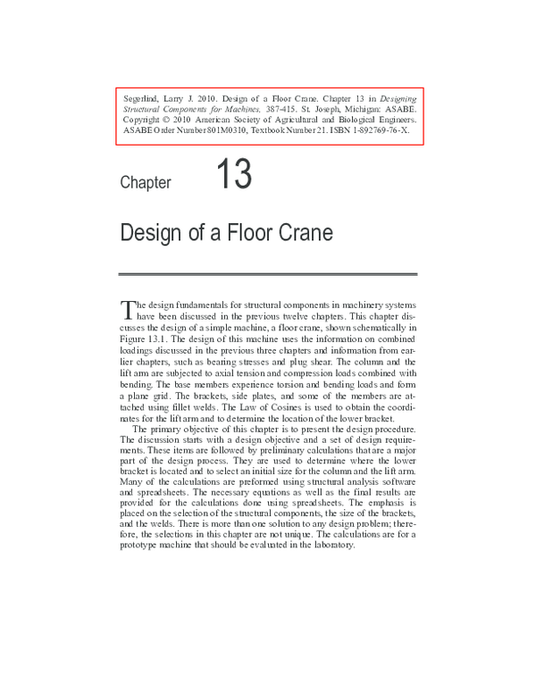 (PDF) Design of a Floor Crane