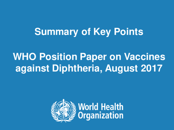 (PDF) Summary of Key Points from WHO Position Paper, Diphtheria Vaccines