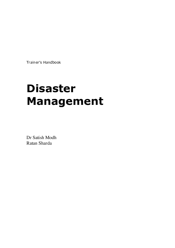 (PDF) Disaster Management: Trainer's Handbook