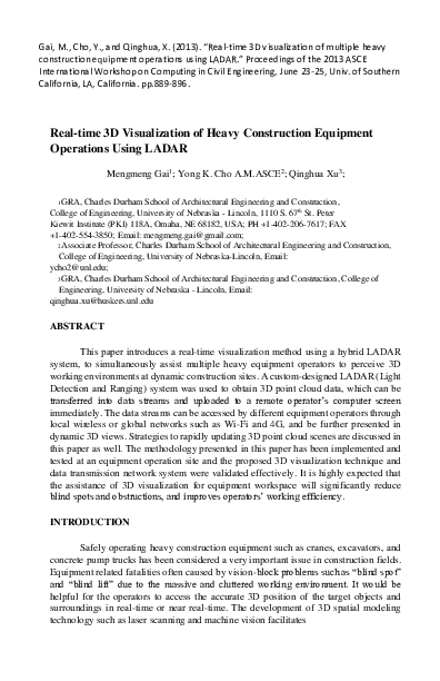 (PDF) Real-time 3D Visualization of Heavy Construction Equipment ...