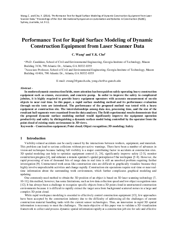 (PDF) Performance Test for Rapid Surface Modeling of Dynamic ...