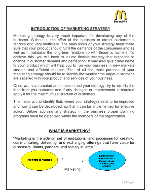 (PDF) INTRODUCTION OF MARKETING STRATEGY