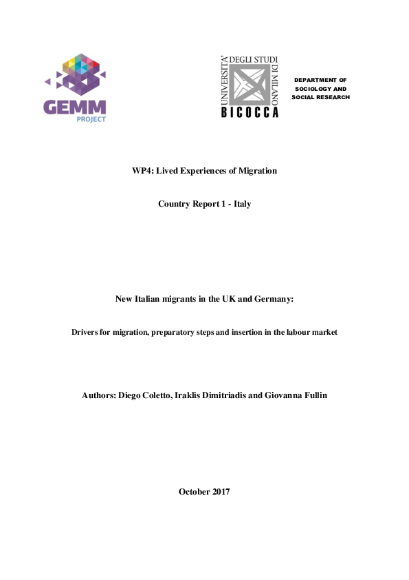 (DOC) New Italian migrants in the UK and Germany: Drivers for migration ...