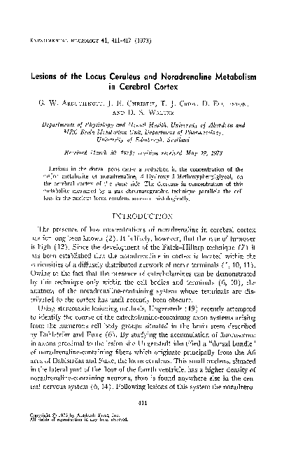 (PDF) Lesions of the locus ceruleus and noradrenaline metabolism in ...