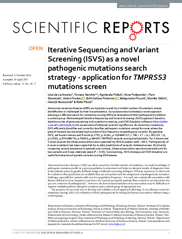 (PDF) Iterative Sequencing and Variant Screening (ISVS) as a novel pathogenic mutations search ...