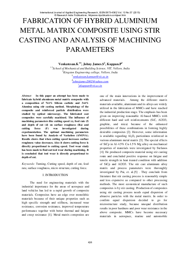 (PDF) FABRICATION OF HYBRID ALUMINIUM METAL MATRIX COMPOSITE USING STIR CASTING AND ANALYSIS OF ...