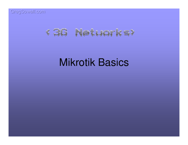 (PDF) Mikrotik Basic Greg Sowell