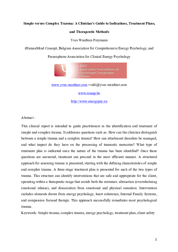 (PDF) Simple versus Complex Trauma: A Clinician's Guide to Indications ...