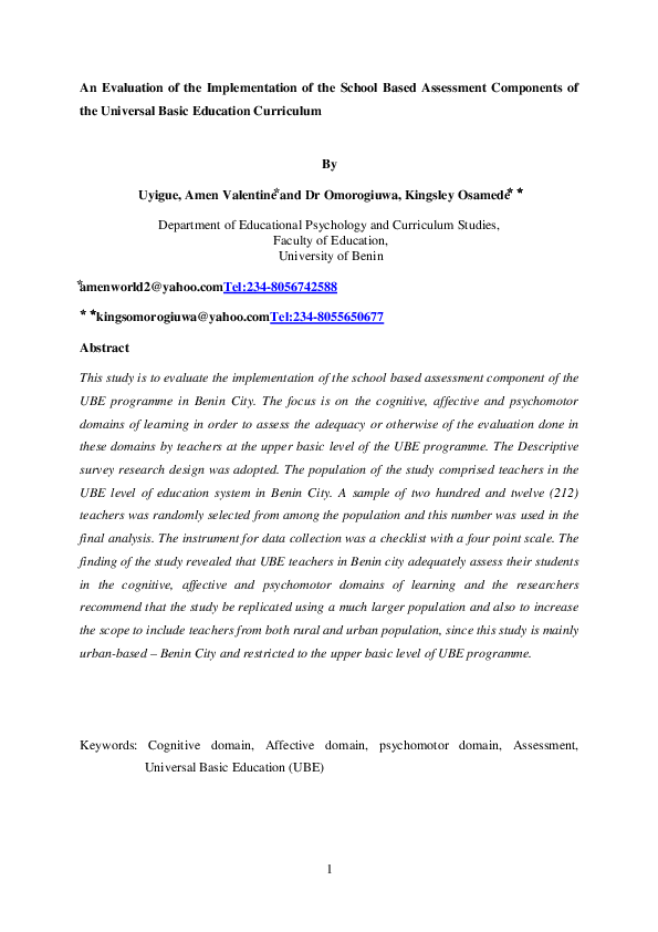 (DOC) An Evaluation of the Implementation of the School Based ...