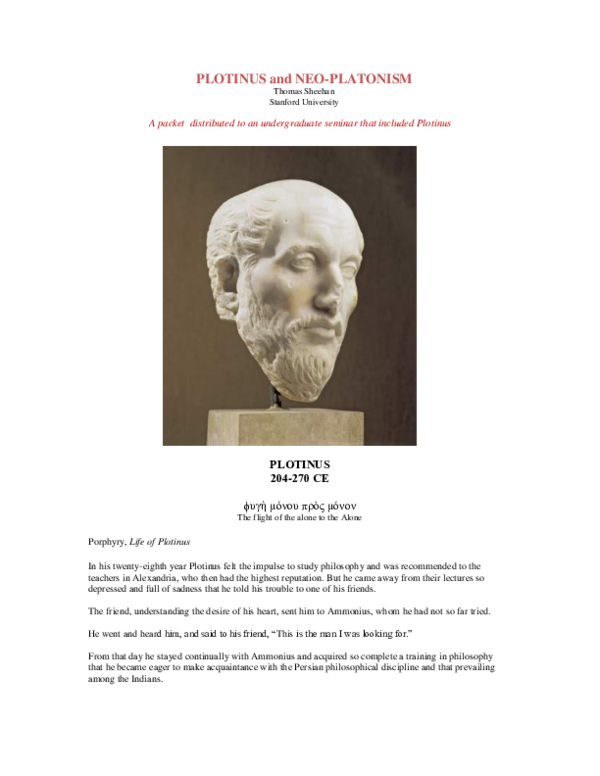 (PDF) PLOTINUS: A STUDY PACKET