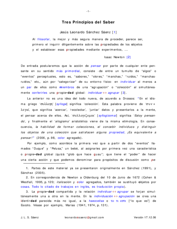 (PDF) Tres Principios del Saber