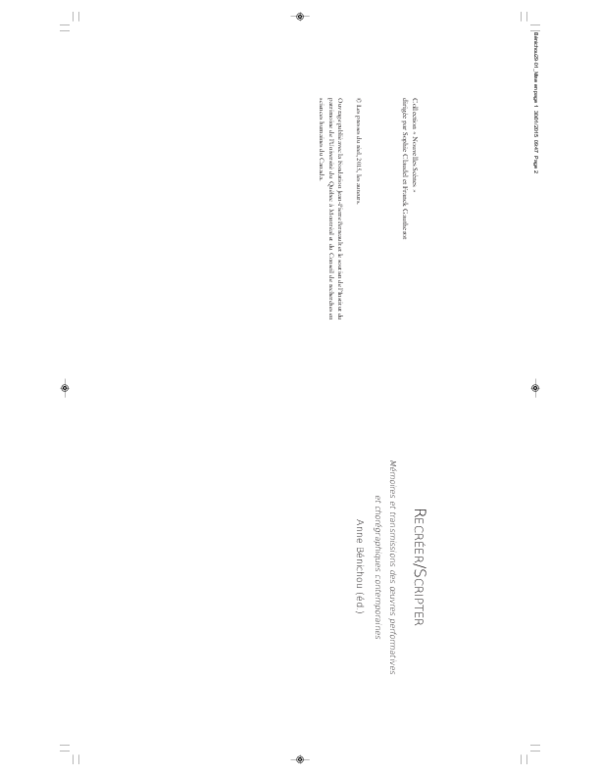 (PDF) Anne Bénichou (éd.) 2015. Recréer / scripter : mémoires et ...