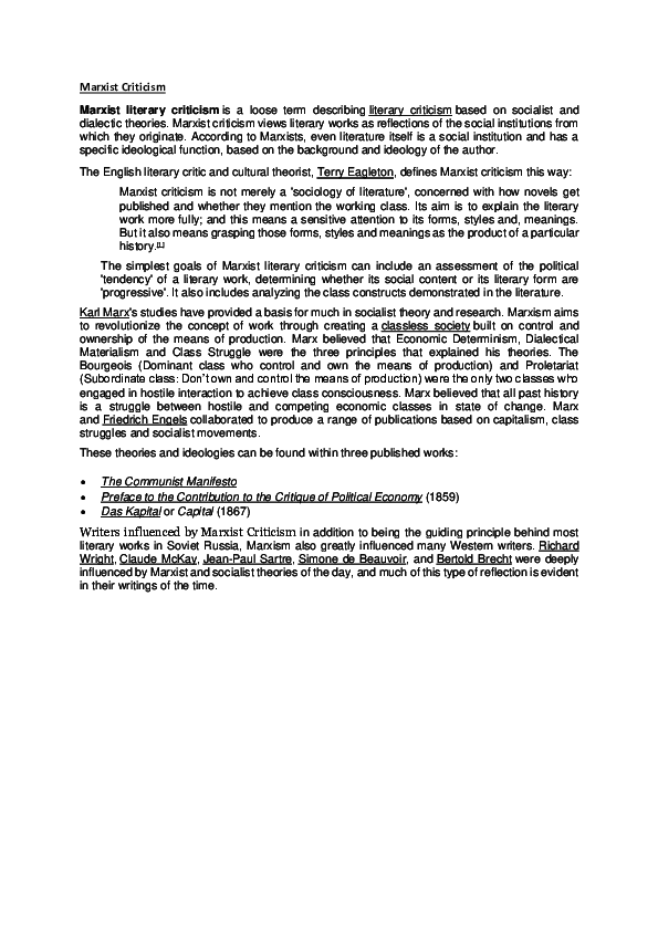 (DOC) Marxist Criticism