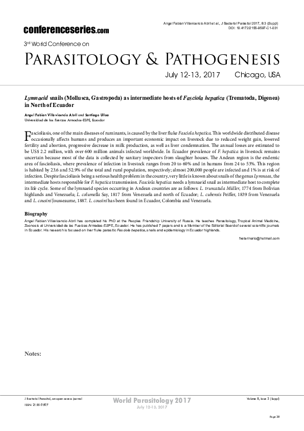 (PDF) World Parasitology 2017 Lymnaeid snails (Mollusca, Gastropoda) as ...