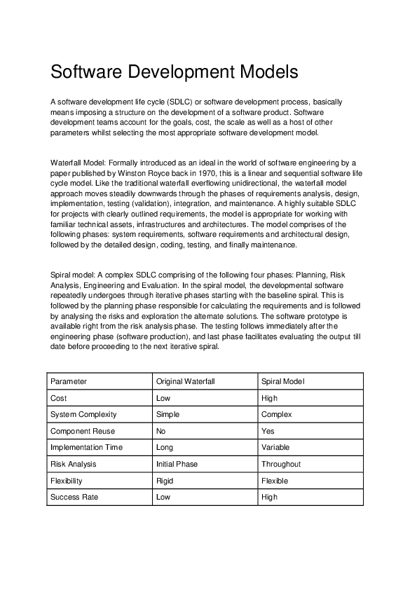 (DOC) Software Development Models