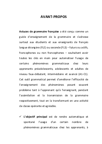 (PDF) Avant propos et Sommaire Astuces version francaise