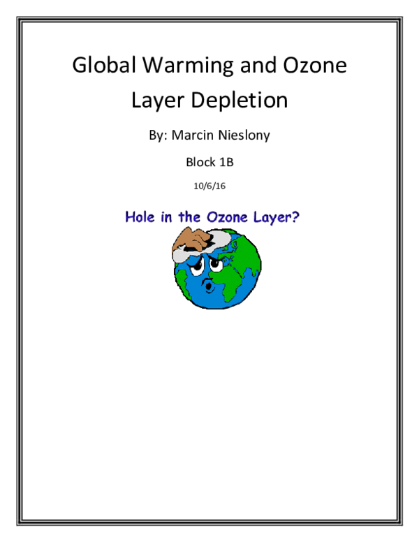 (DOC) Global Warming and Ozone Layer Depletion Global Warming ...
