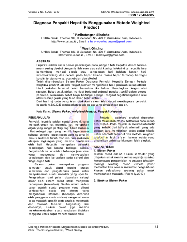 (PDF) Diagnosa Penyakit Hepatitis Menggunakan Metode Weighted Product 1