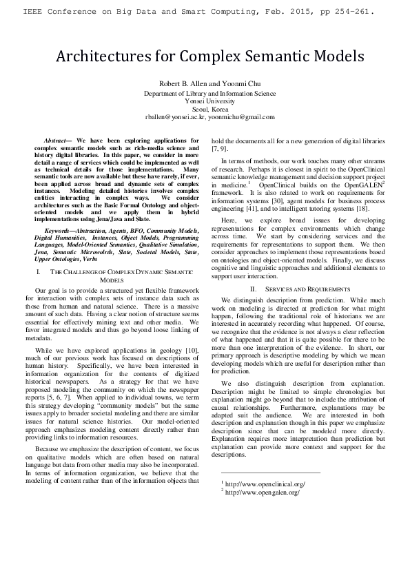 (PDF) Architectures for Complex Semantic Models