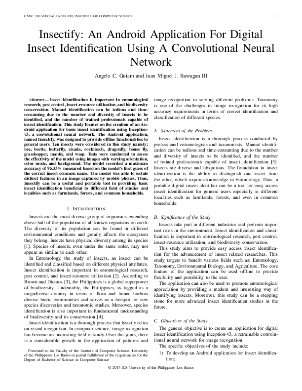 (PDF) Insectify: An Android Application For Digital Insect Identification Using A Convolutional ...