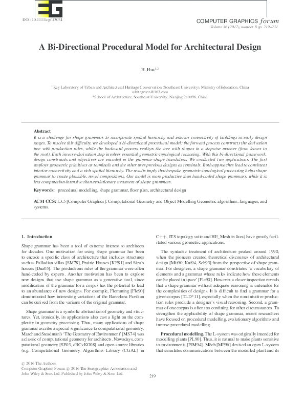 (PDF) A Bi-Directional Procedural Model for Architectural Design