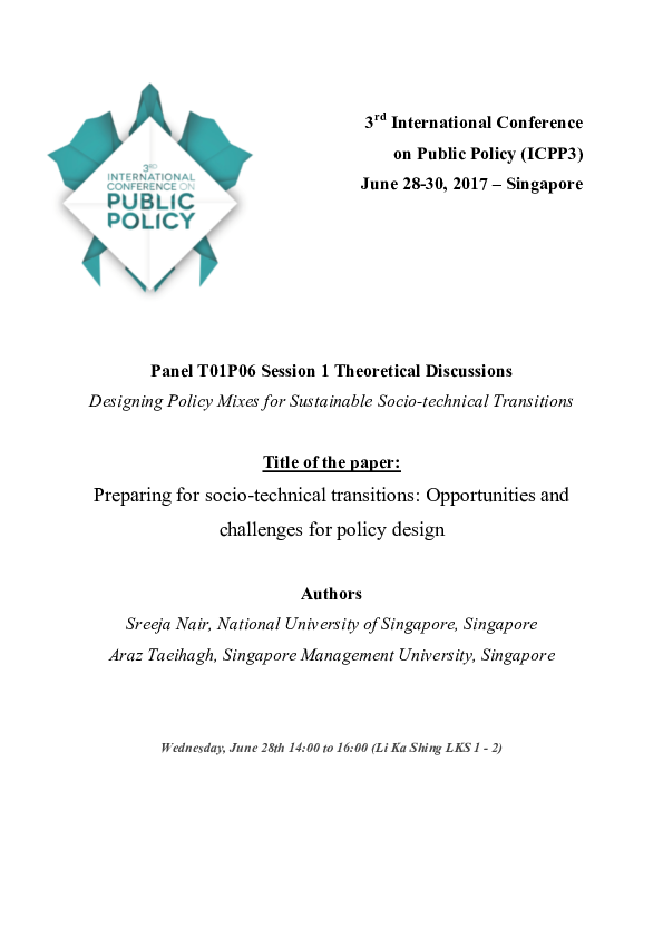 (PDF) Preparing for socio-technical transitions: Opportunities and ...