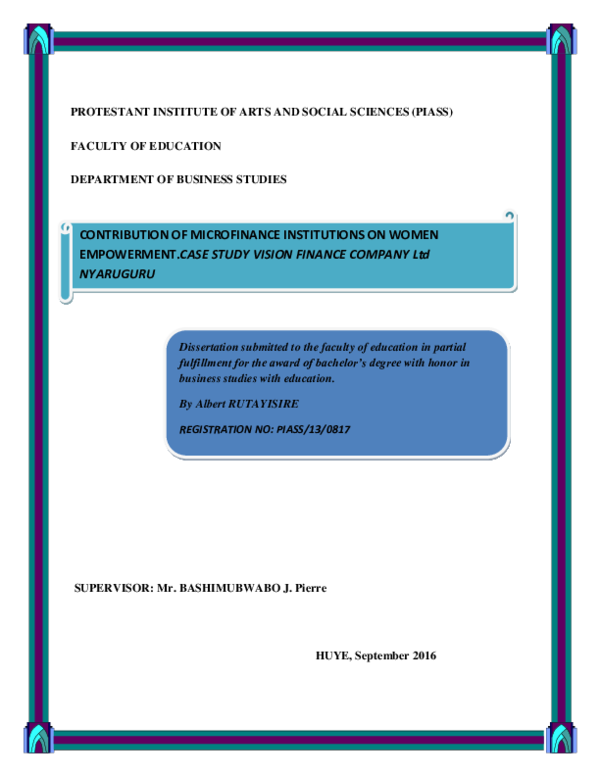 (DOC) CONTRIBUTION OF MICROFINANCE INSTITUTIONS ON WOMEN EMPOWERMENT ...