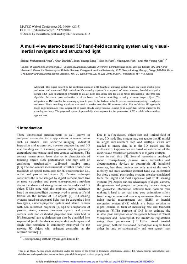 (PDF) A multi-view stereo based 3D hand-held scanning system using visual- inertial navigation ...