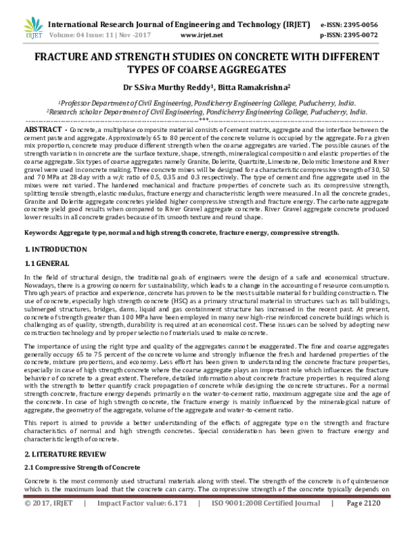 (PDF) FRACTURE AND STRENGTH STUDIES ON CONCRETE WITH DIFFERENT TYPES OF ...