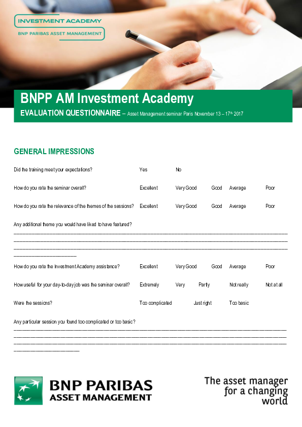 (DOC) BNPP AM Investment Academy EVALUATION QUESTIONNAIRE – Asset ...