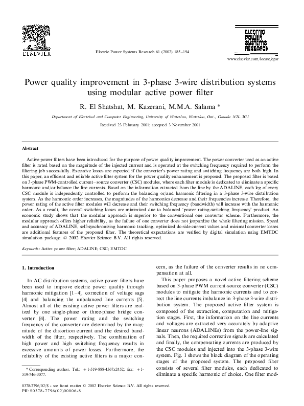 (PDF) Power quality improvement in 3-phase 3-wire distribution systems ...
