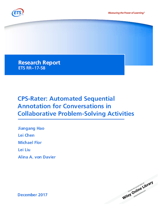 (PDF) CPS-Rater: Automated Sequential Annotation for Conversations in ...