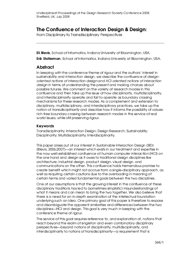 (PDF) The Confluence of Interaction Design & Design: from Disciplinary ...