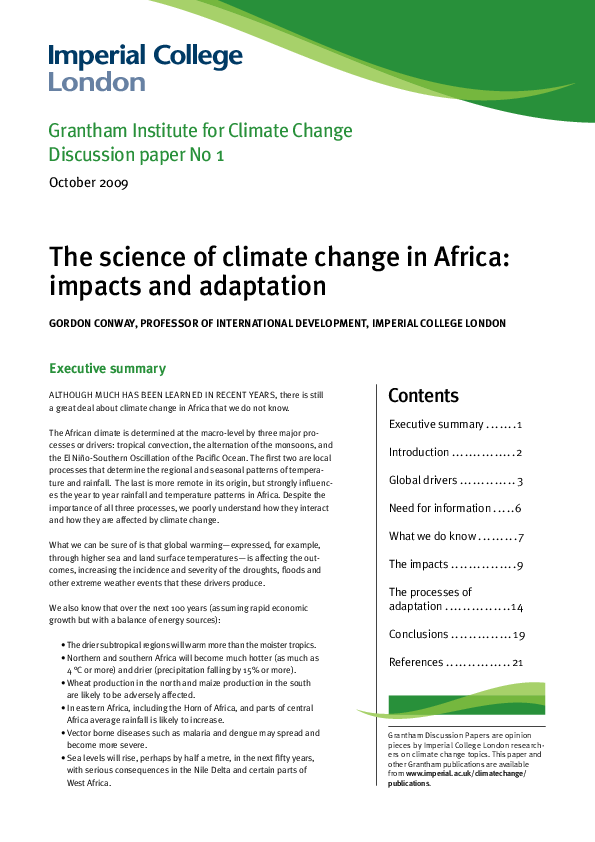 (PDF) The science of climate change in Africa: impacts and adaptation