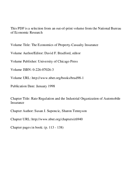 (PDF) The Economics of Property-Casualty Insurance